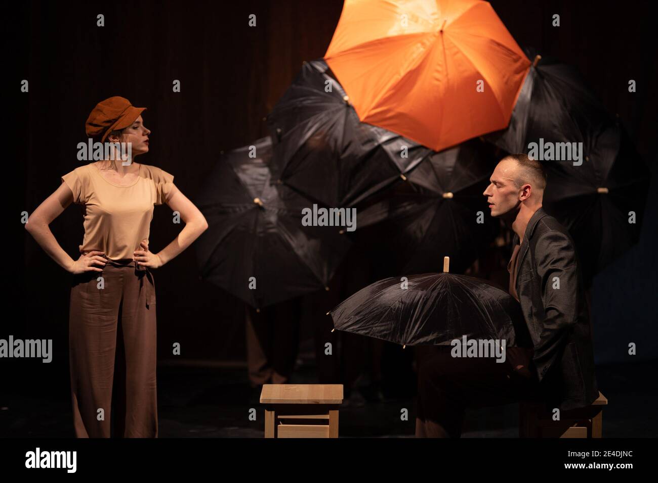 Actors and actresses play comedy, a show performance on the theater ...