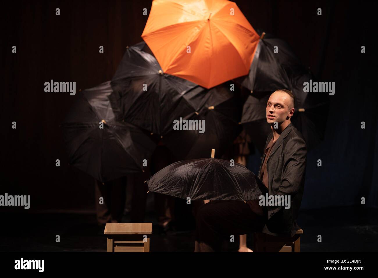 Actors and actresses play comedy, a show performance on the theater ...