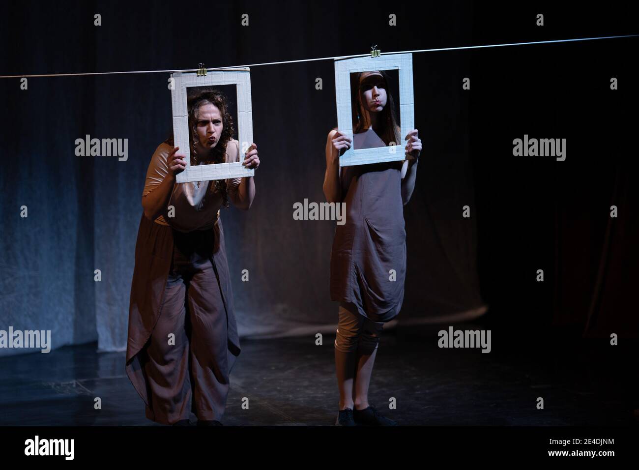 Actors and actresses play comedy, a show performance on the theater ...