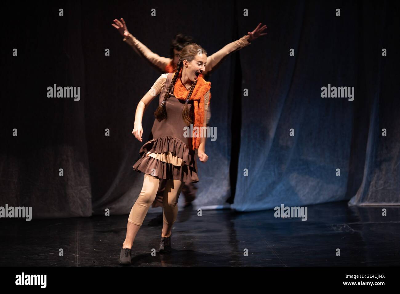 Actors and actresses play comedy, a show performance on the theater ...