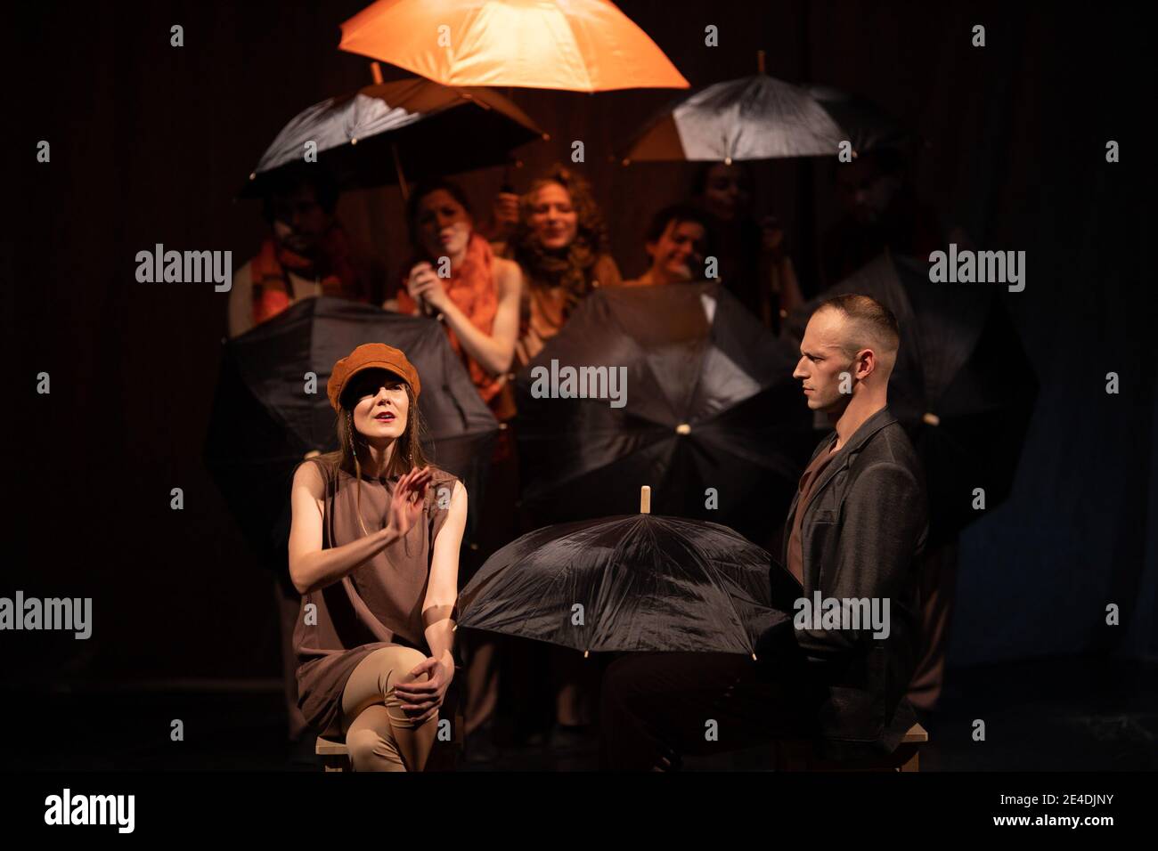 Actors and actresses play comedy, a show performance on the theater ...
