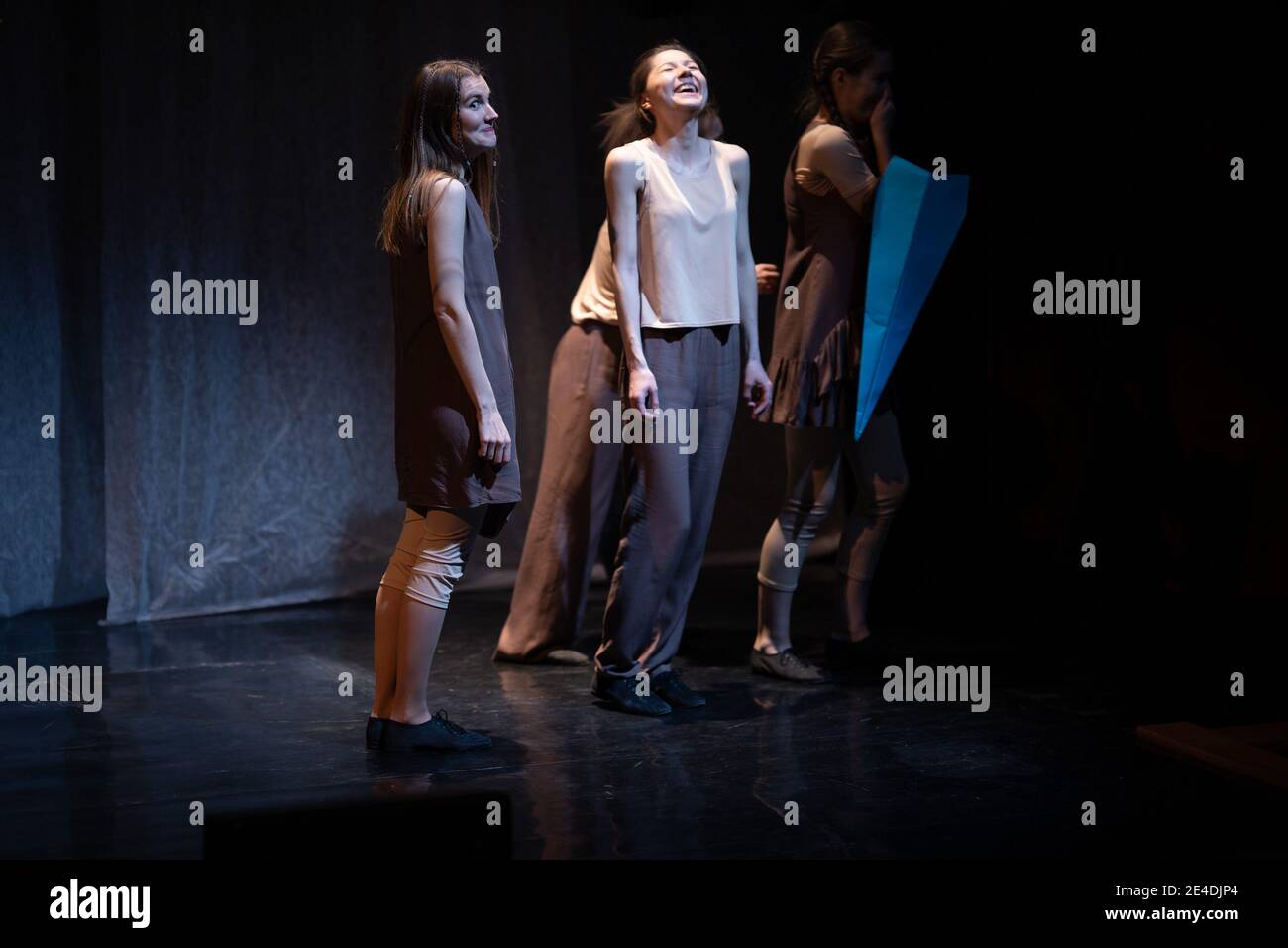 Actors and actresses play comedy, a show performance on the theater ...