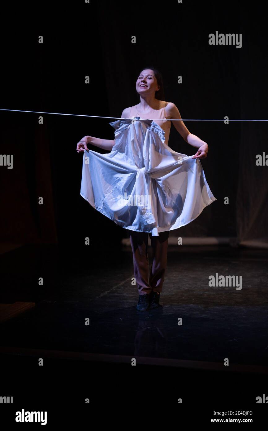 Actors and actresses play comedy, a show performance on the theater ...