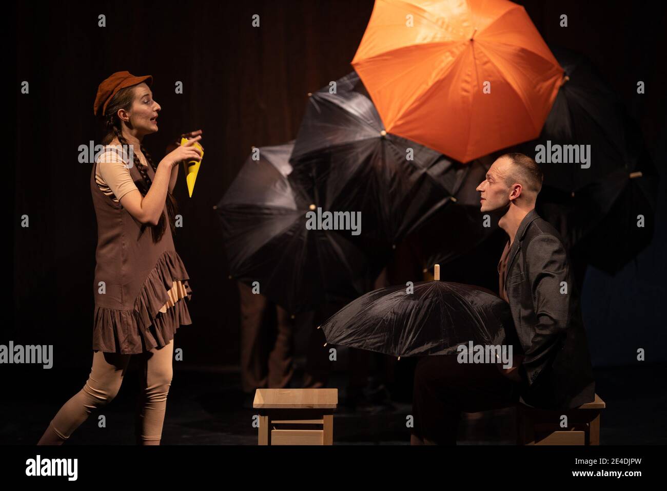 Actors and actresses play comedy, a show performance on the theater ...