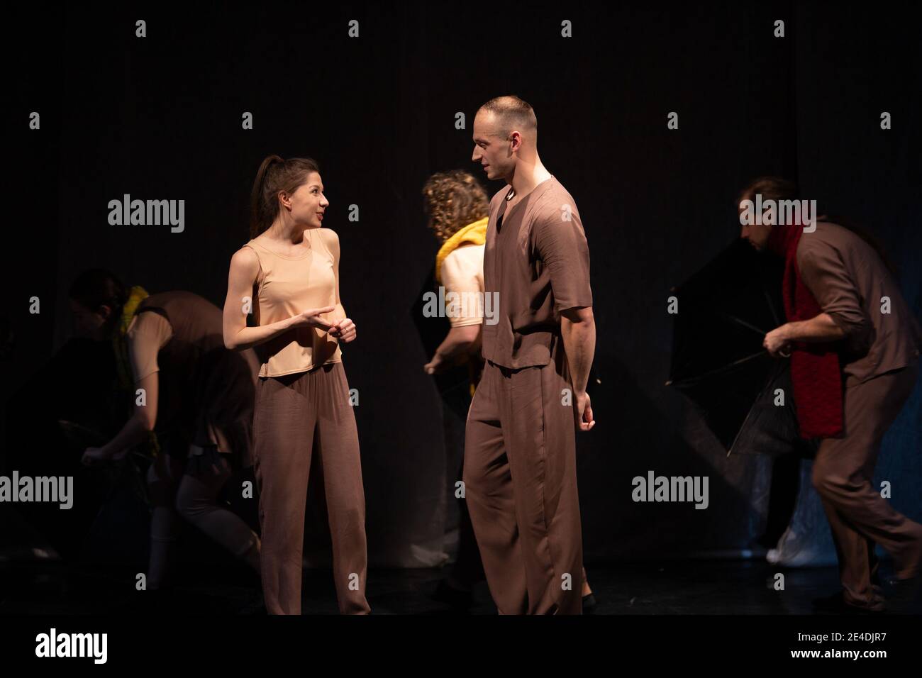 Actors and actresses play comedy, a show performance on the theater ...