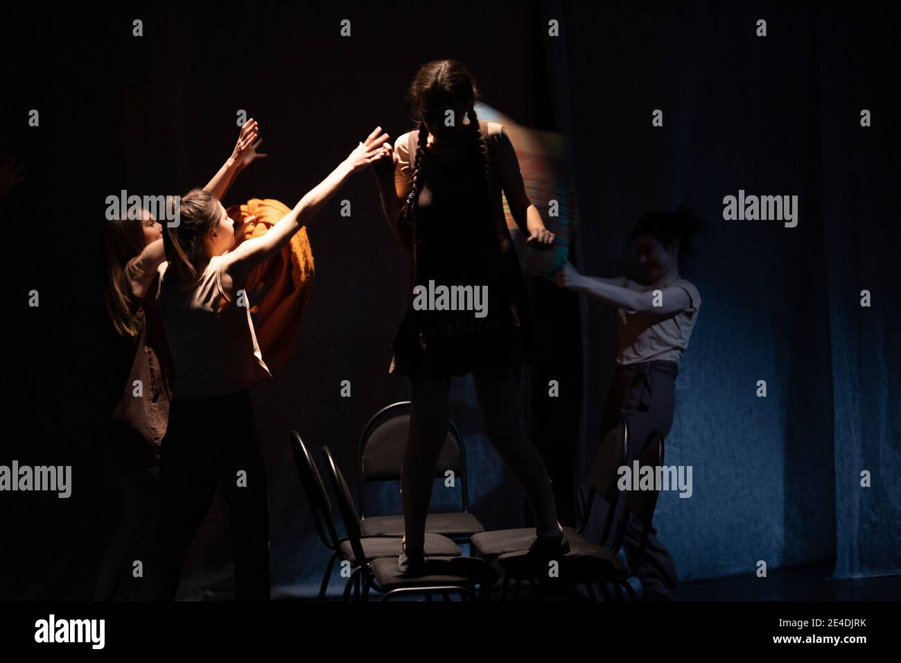 Actors and actresses play comedy, a show performance on the theater ...
