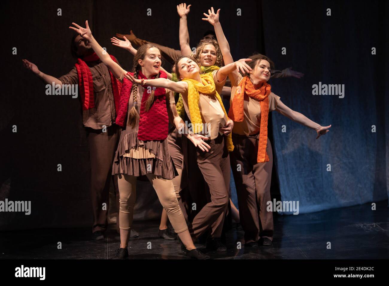 Actors and actresses play a modern lyrical performance of the show on ...
