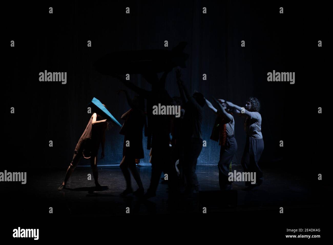 Actors and actresses play a modern lyrical performance of the theater ...