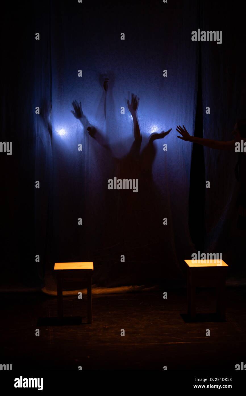 Actors and actresses play a modern lyrical performance of the theater ...