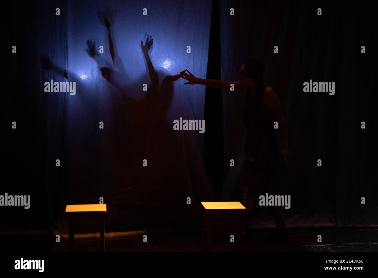 Actors and actresses play a modern lyrical performance of the theater ...
