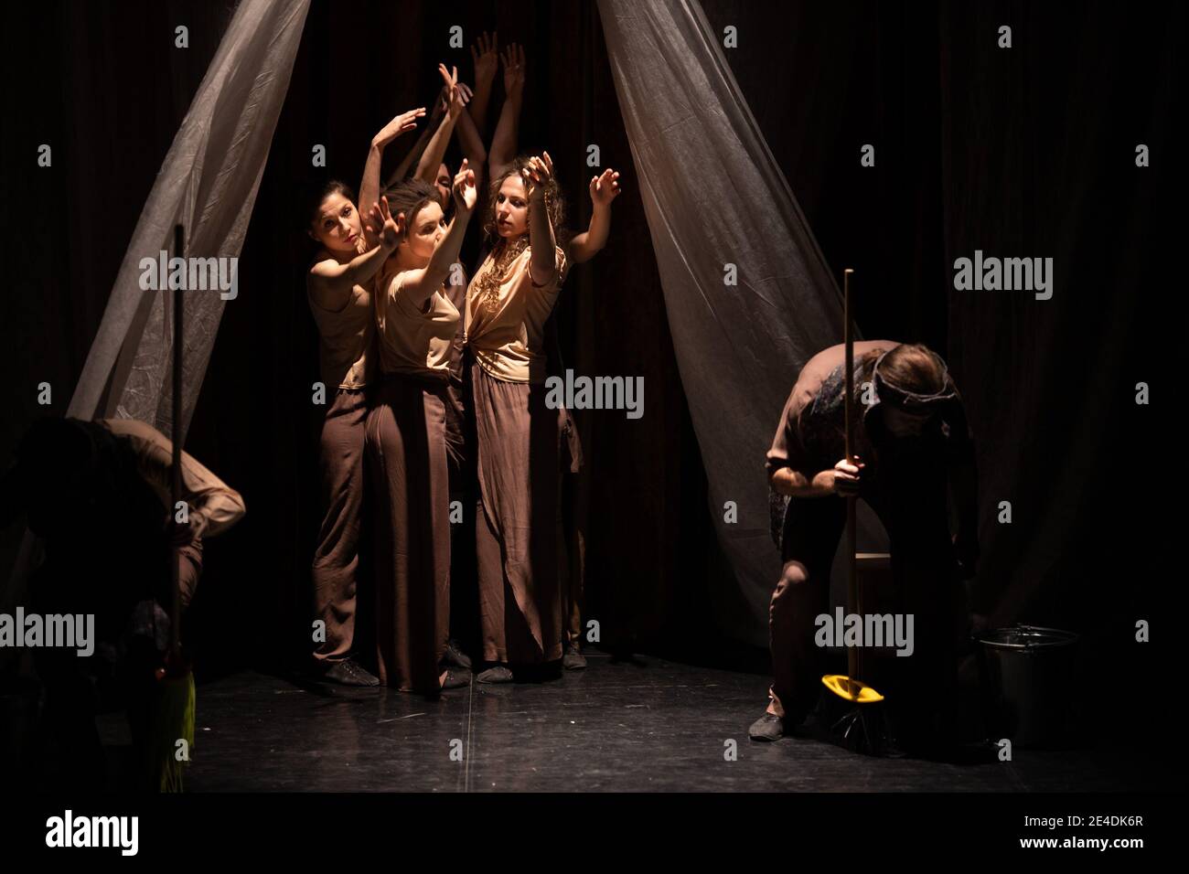 Actors and actresses play a modern lyrical performance of the theater ...