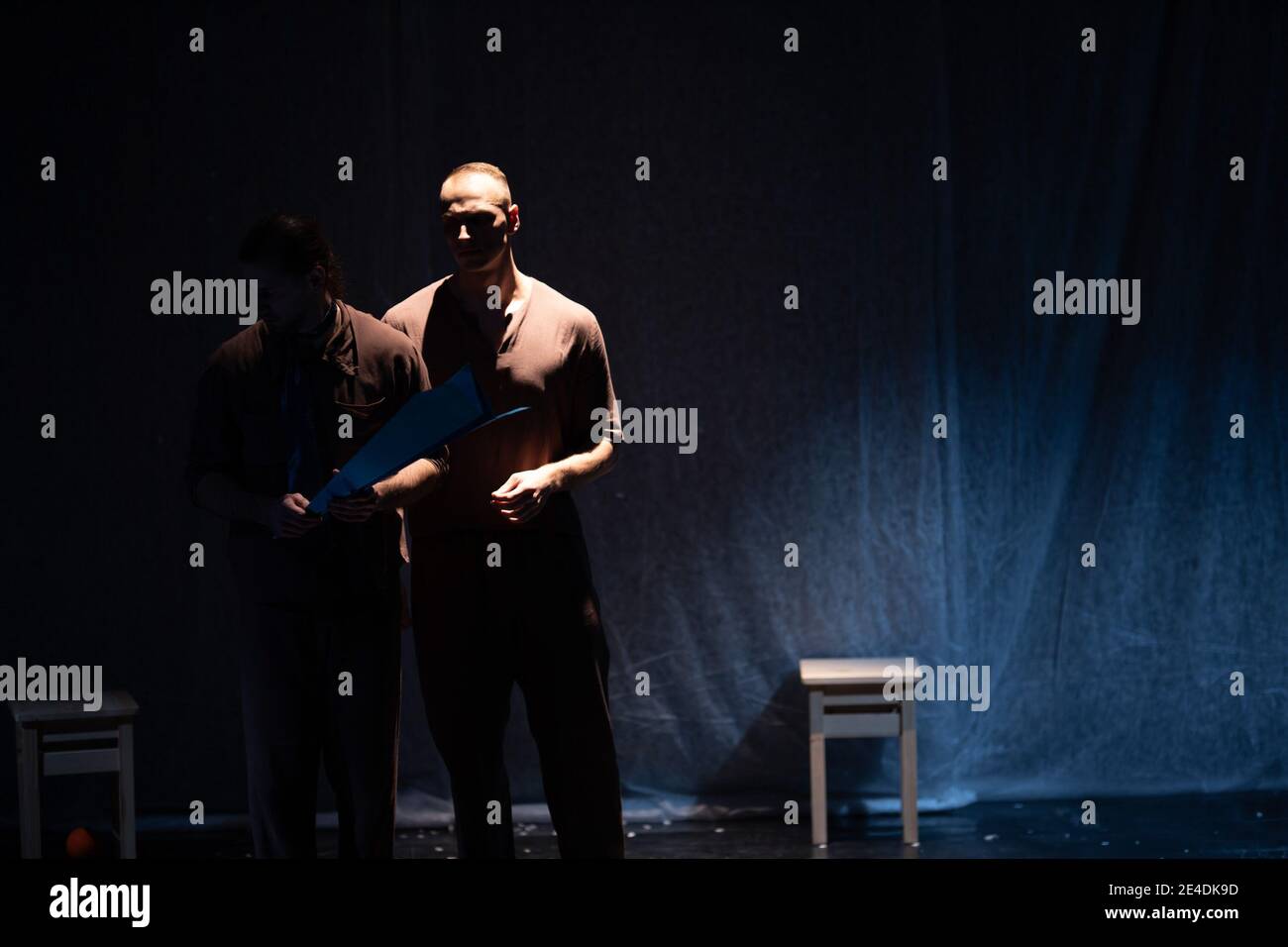 Actors and actresses play a modern lyrical performance of the theater ...