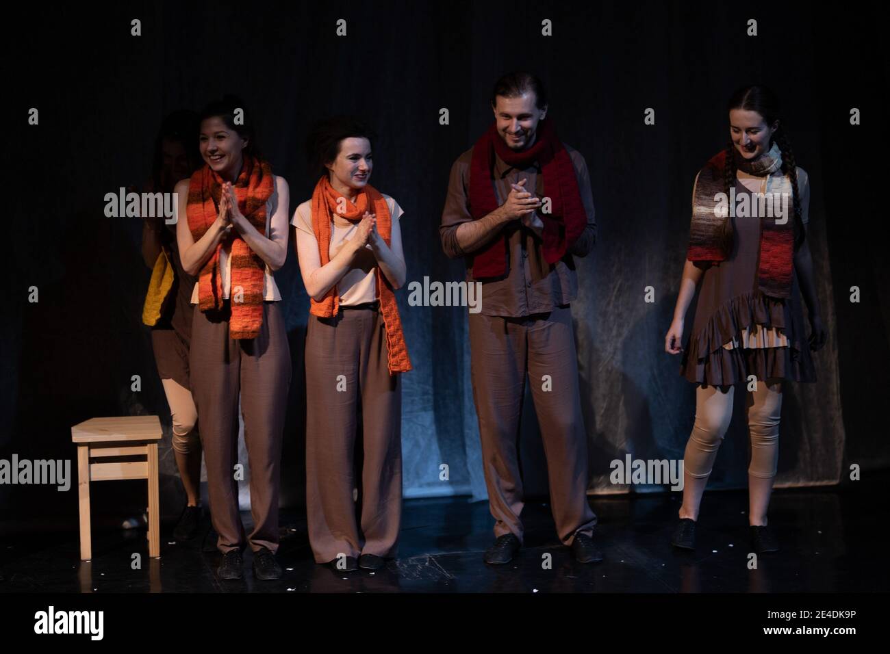 Actors and actresses play a modern lyrical performance of the theater ...