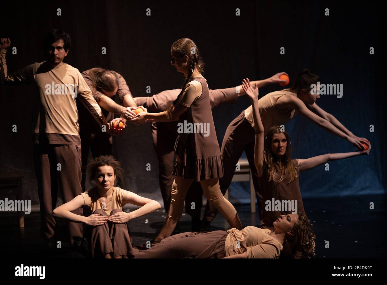Actors and actresses play a modern lyrical performance of the theater ...