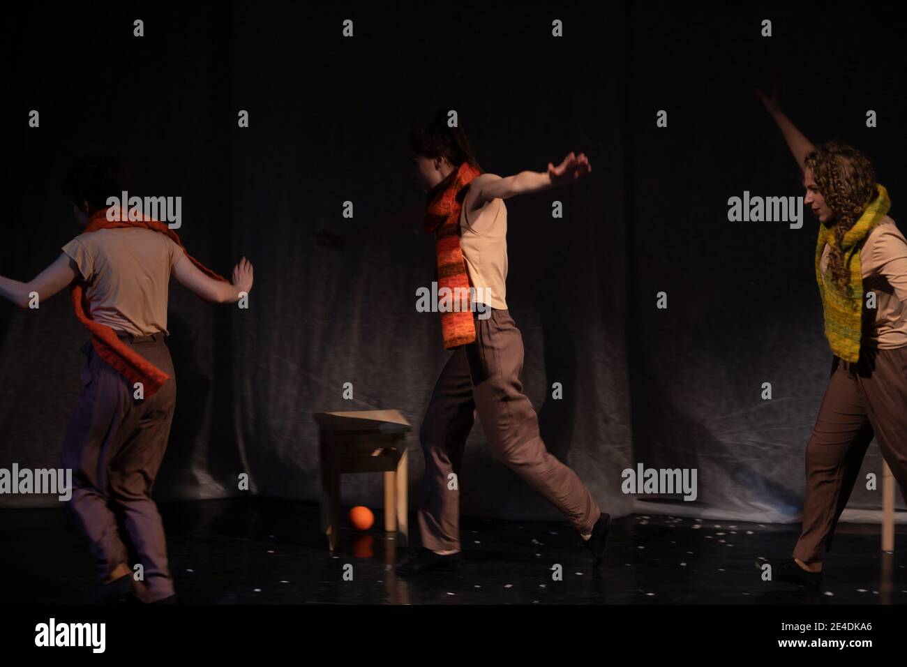 Actors and actresses play a modern lyrical performance of the theater ...