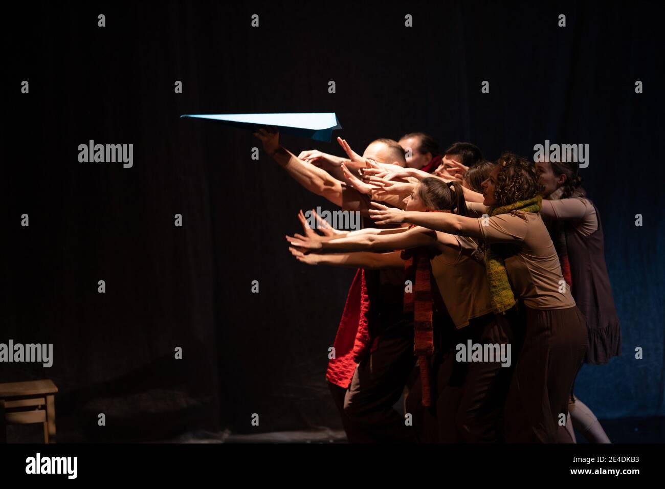 Actors and actresses play a modern lyrical performance of the theater ...
