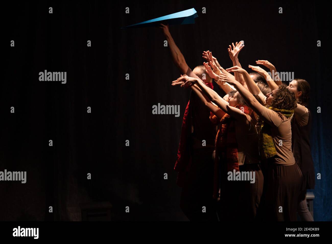 Actors and actresses play a modern lyrical performance of the theater ...