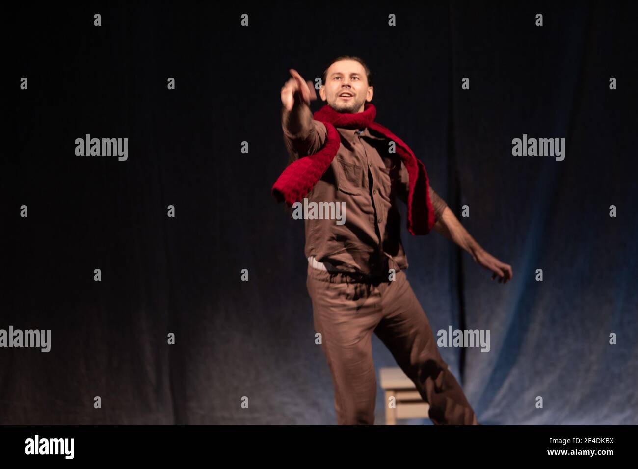 Actors and actresses play a modern lyrical performance of the theater ...