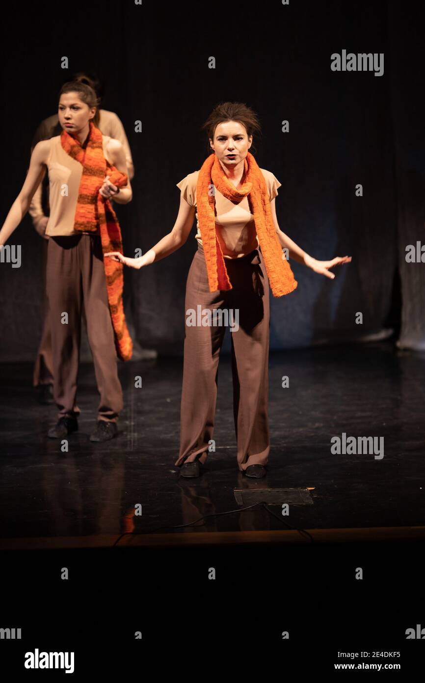 Actors and actresses play a modern lyrical performance of the theater ...