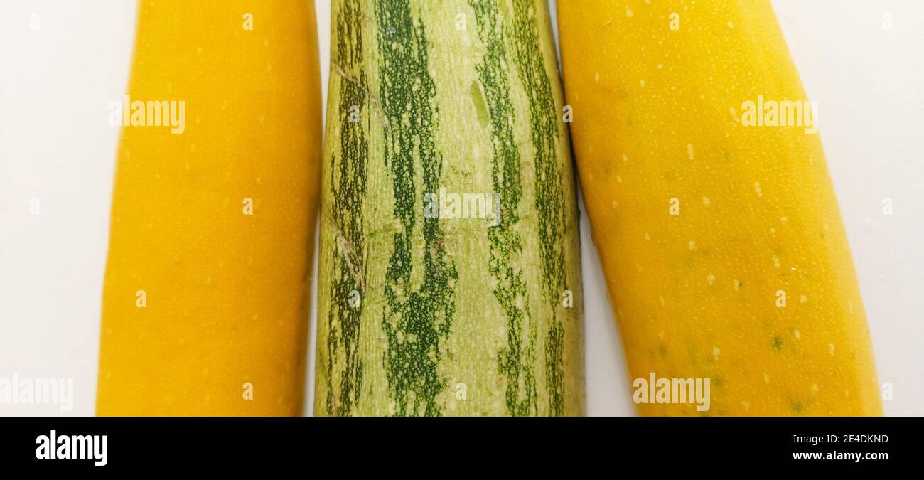 Two yellow and one green courgettes, pumpkin, São Paulo, Brazil Stock ...