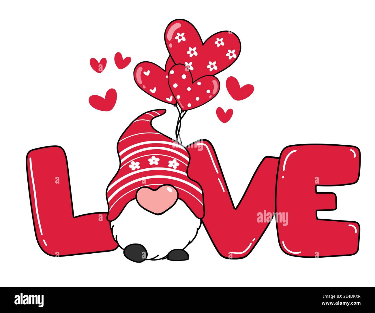 Valentine Gnome with LOVE letter and heart balloon, red valentine gnome ...