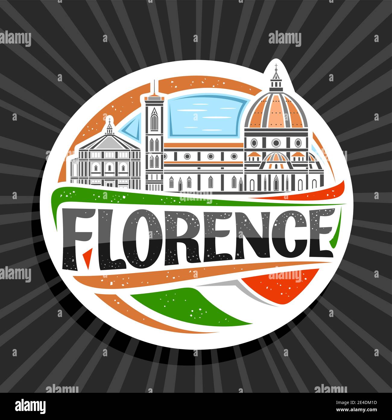 Vector logo for Florence, white decorative badge with outline ...