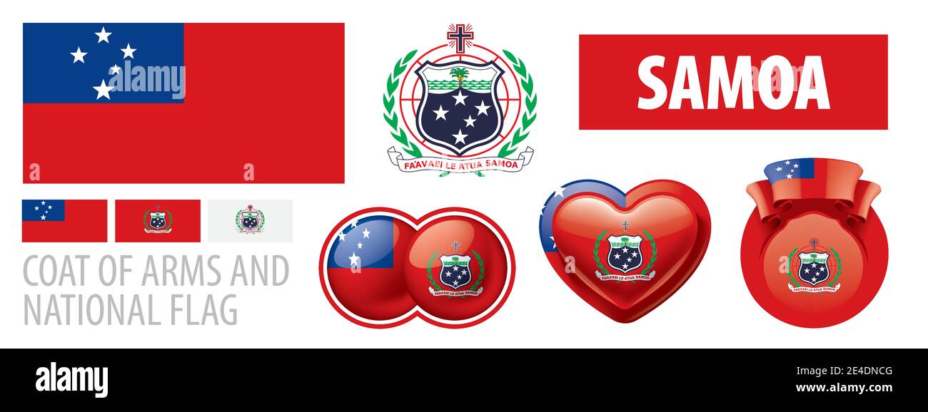Vector set of the coat of arms and national flag of Samoa Stock Vector ...