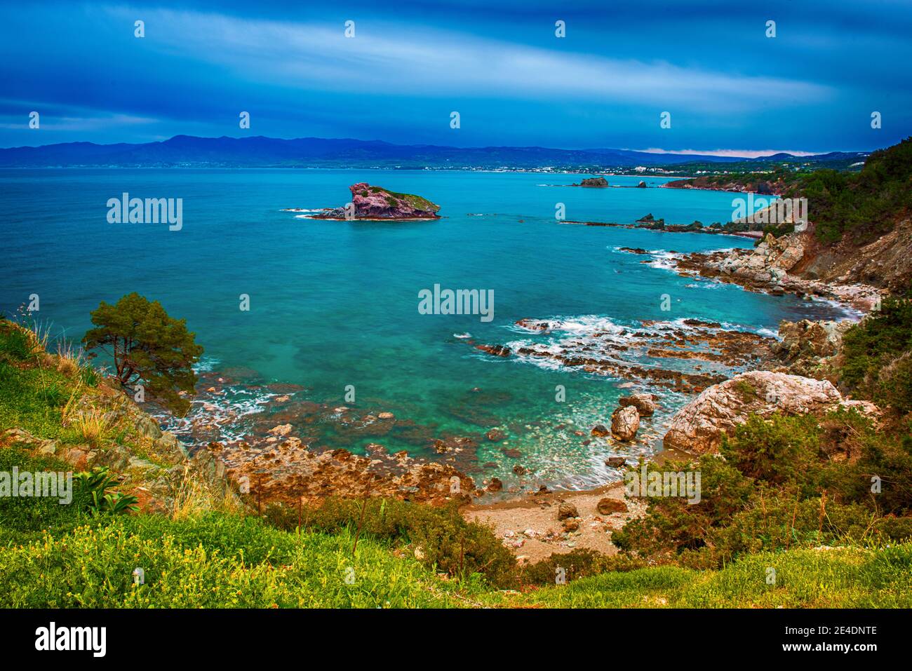 Cyprus beautiful landscape at the sea with rocks and cloudy sky ...