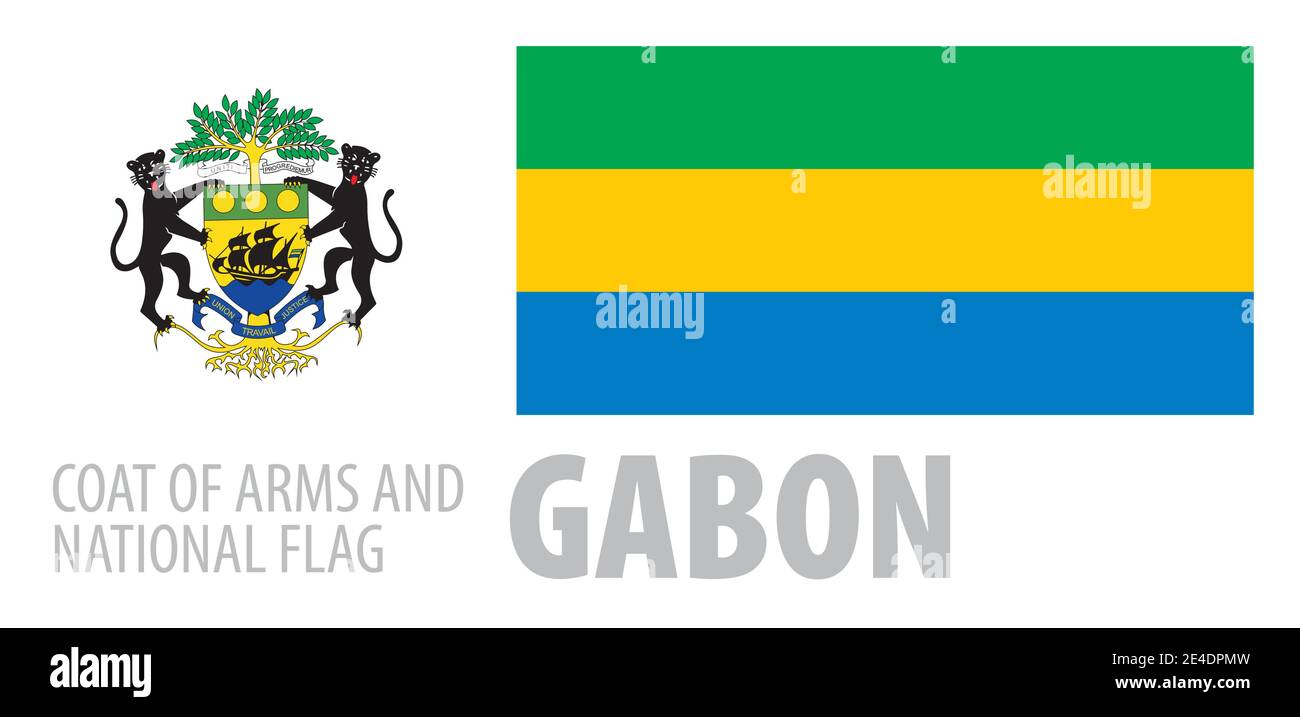 Vector set of the coat of arms and national flag of Gabon Stock Vector ...
