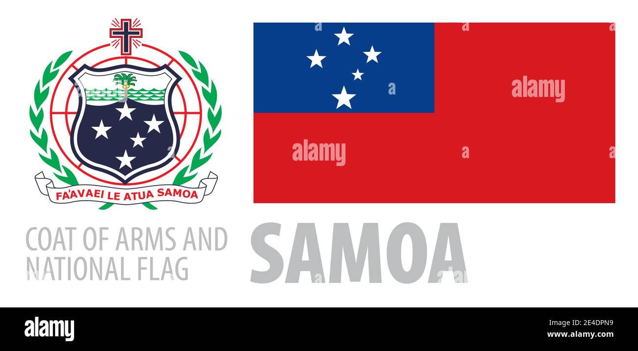 Vector set of the coat of arms and national flag of Samoa Stock Vector ...