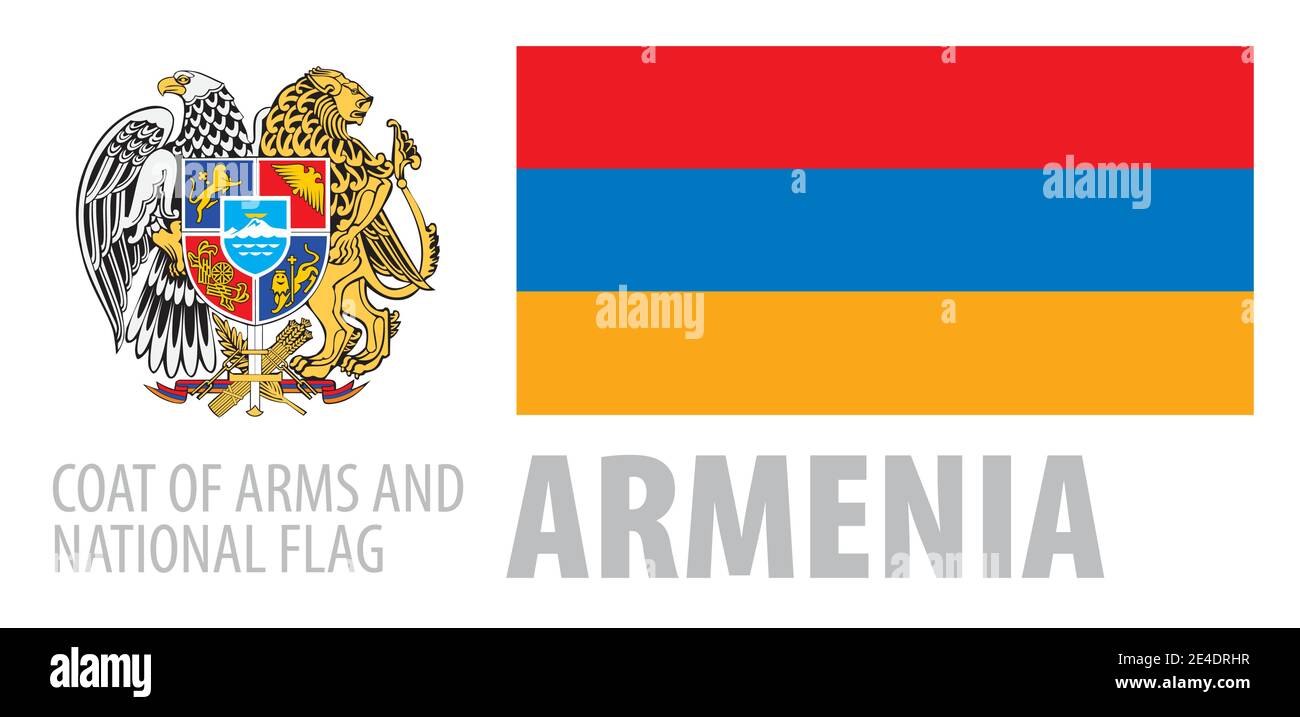 Vector set of the coat of arms and national flag of Armenia Stock ...