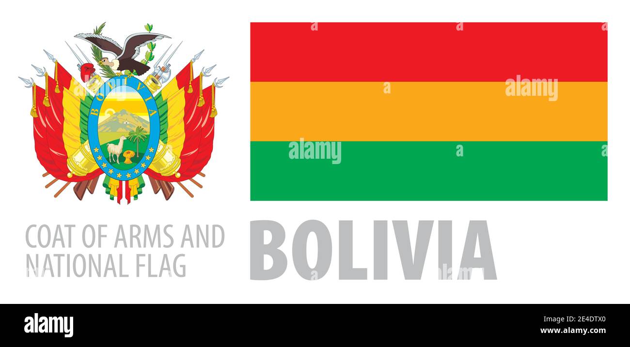 Vector set of the coat of arms and national flag of Bolivia Stock ...