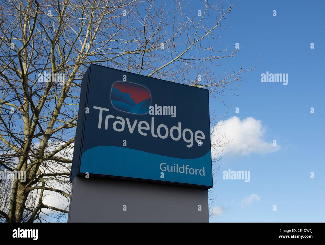 Travelodge signboard, Guildford Stock Photo - Alamy