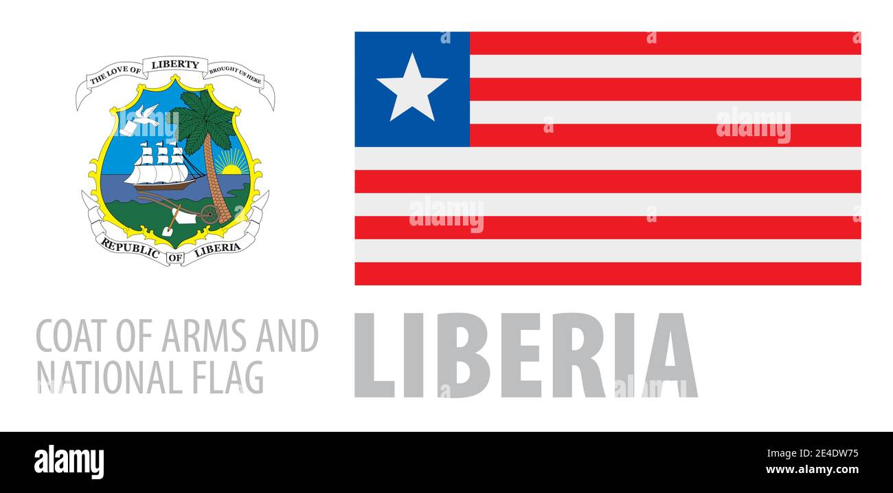 Vector set of the coat of arms and national flag of Liberia Stock ...