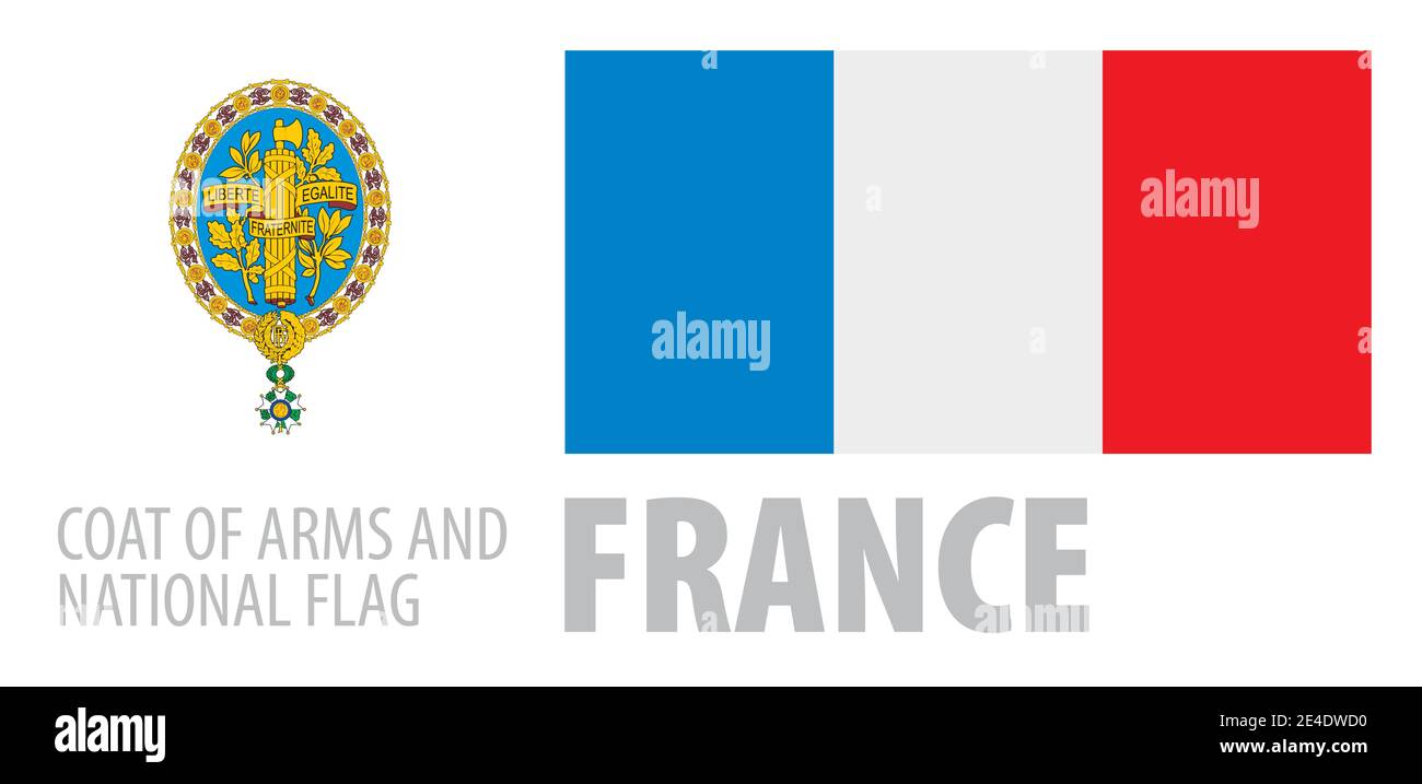 Vector set of the coat of arms and national flag of France Stock Vector ...