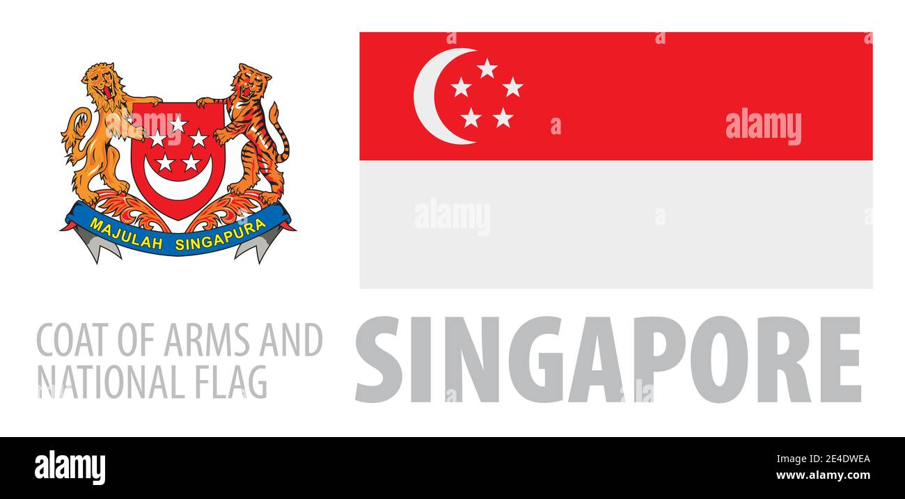 Vector set of the coat of arms and national flag of Singapore Stock ...