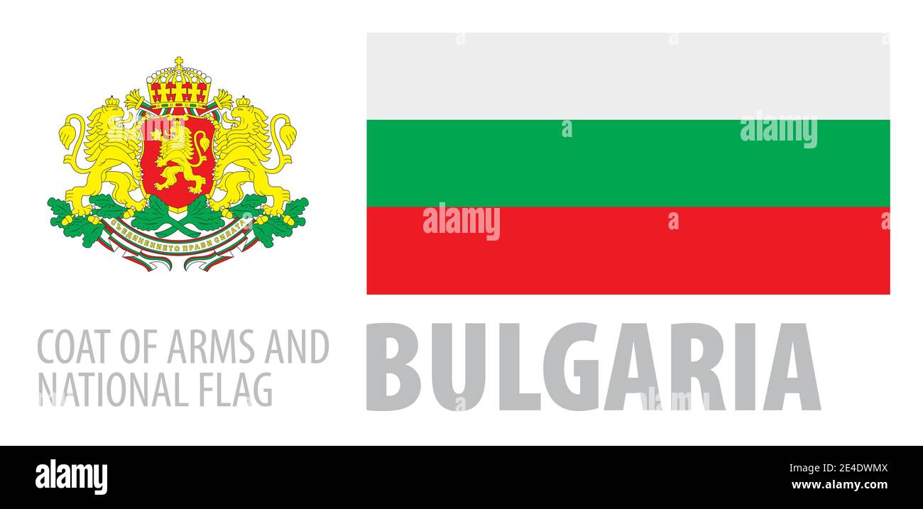 Vector set of the coat of arms and national flag of Bulgaria Stock ...