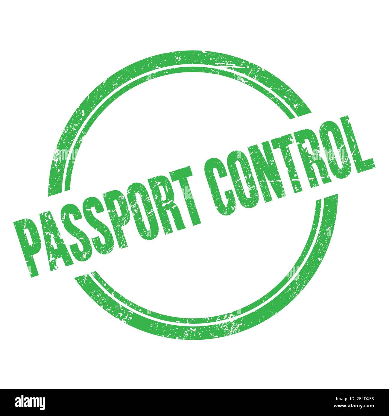 PASSPORT CONTROL text written on green grungy vintage round stamp Stock ...