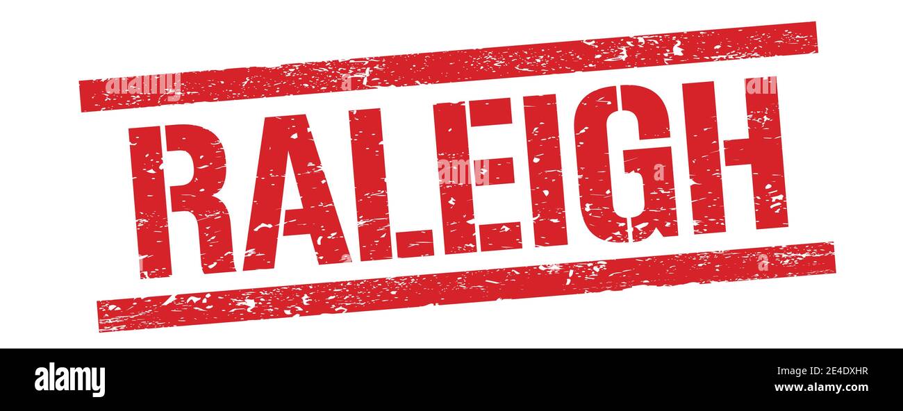 RALEIGH text on red grungy rectangle stamp sign Stock Photo - Alamy