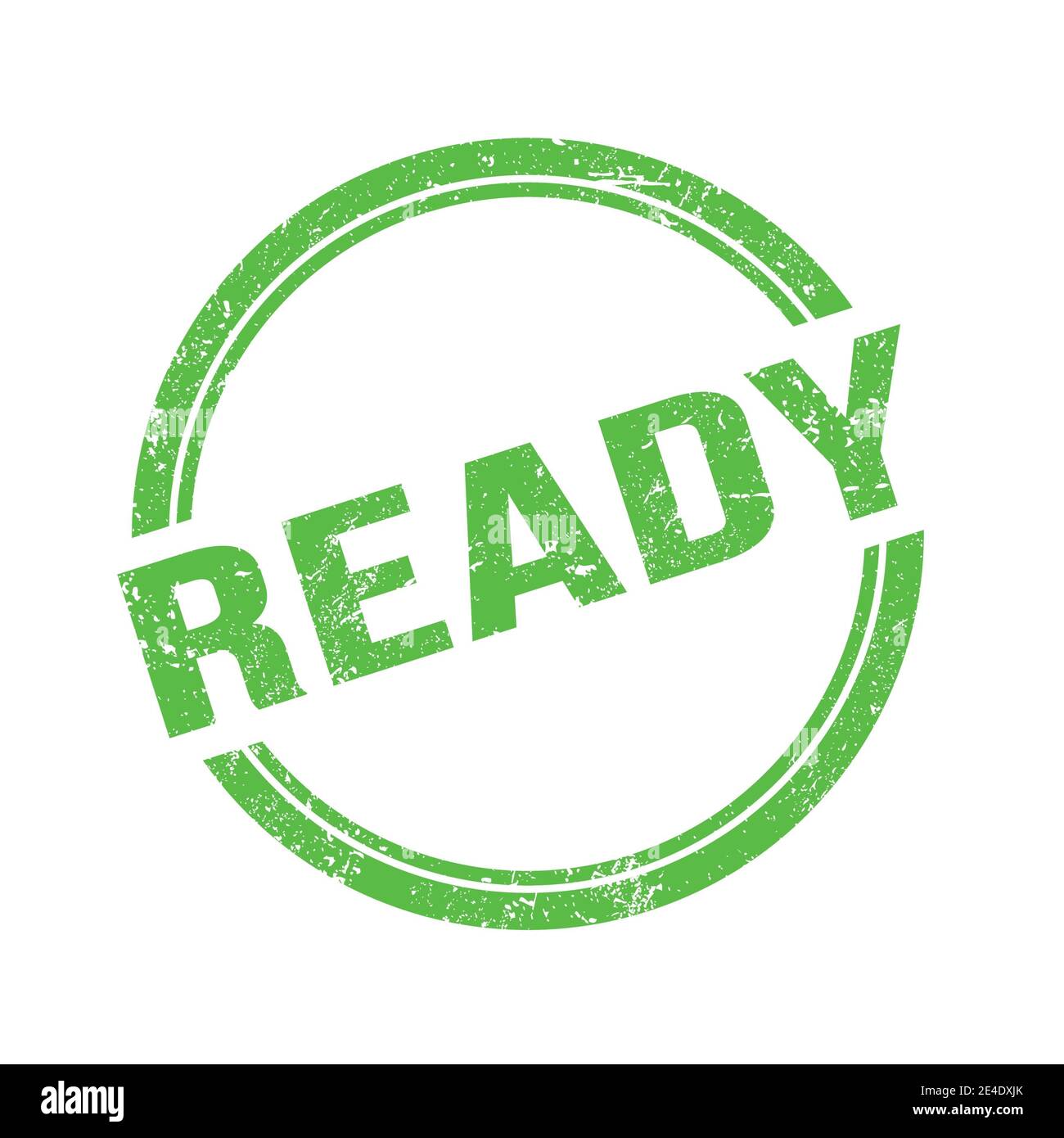 READY text written on green grungy vintage round stamp Stock Photo - Alamy