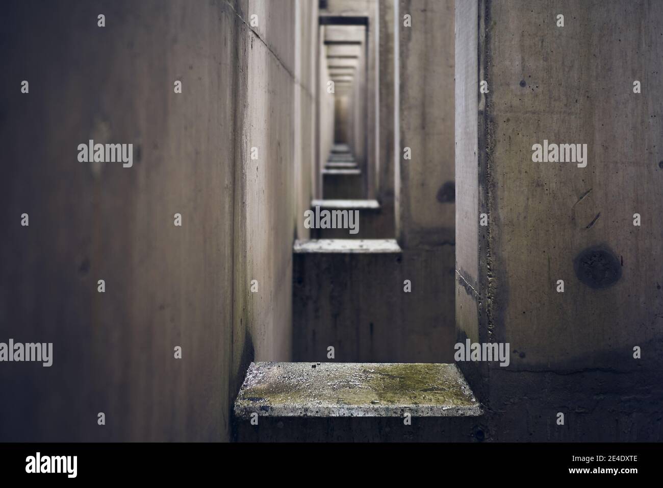 Sequence of rectangular holes inside each other in an old rusty ...