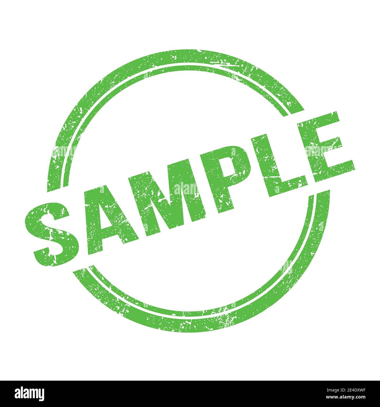 SAMPLE text written on green grungy vintage round stamp Stock Photo - Alamy