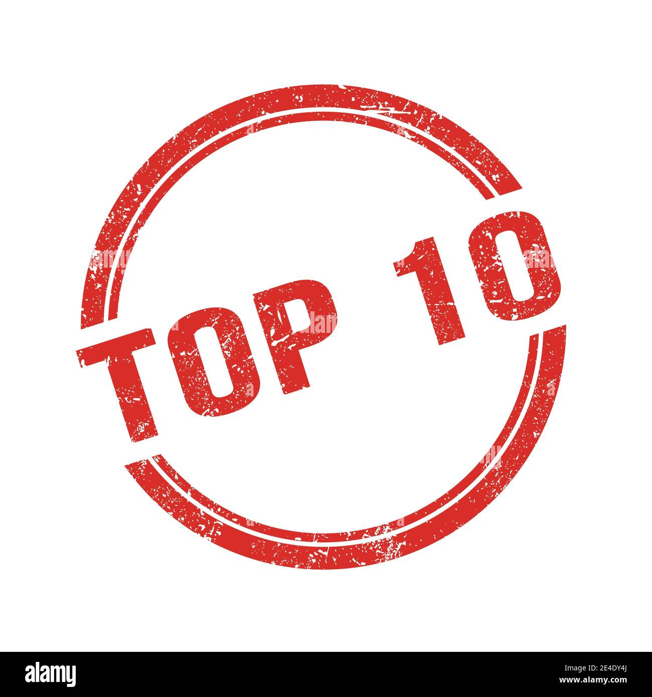 TOP 10 text written on red grungy vintage round stamp Stock Photo - Alamy