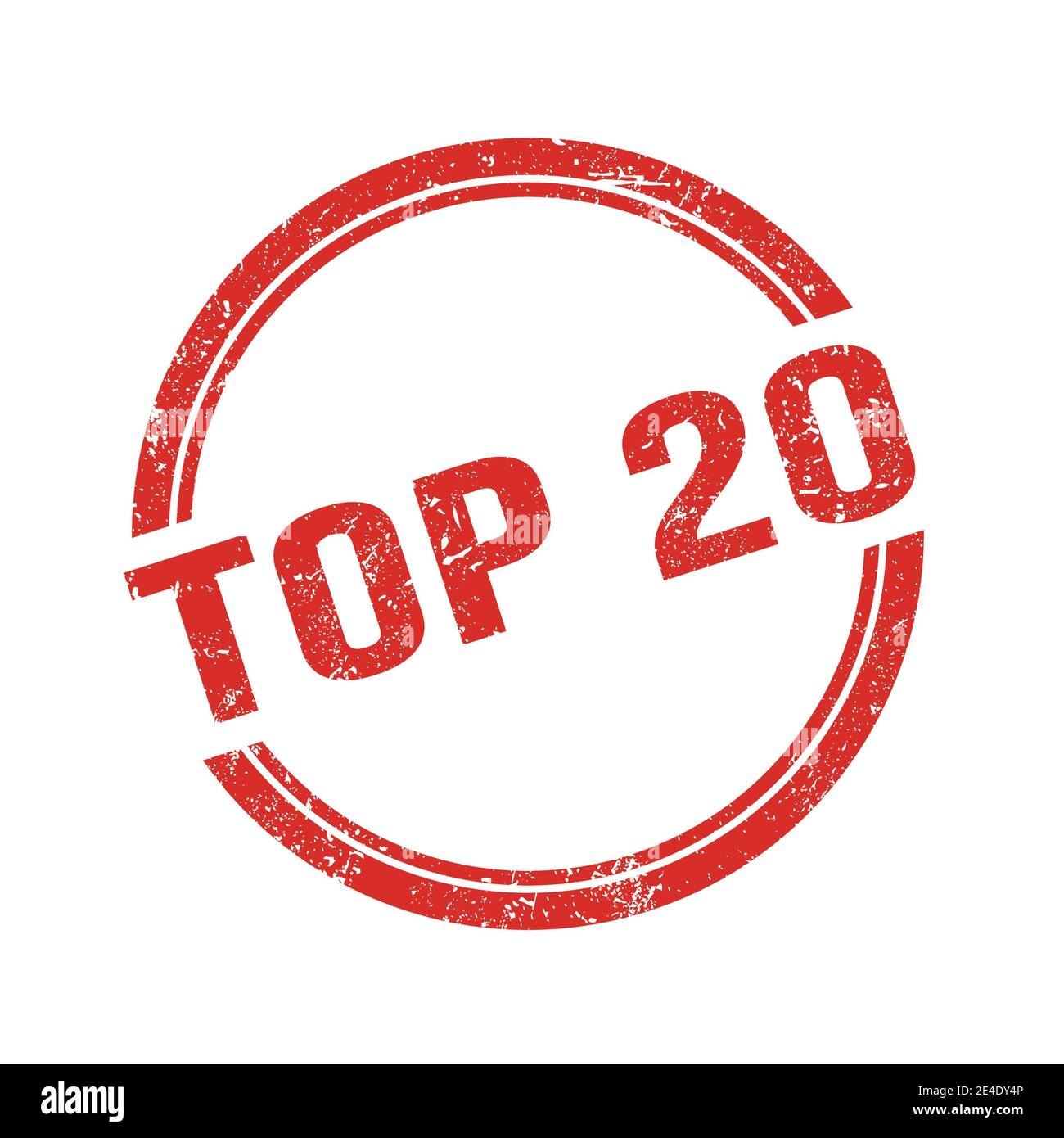 TOP 20 text written on red grungy vintage round stamp Stock Photo - Alamy