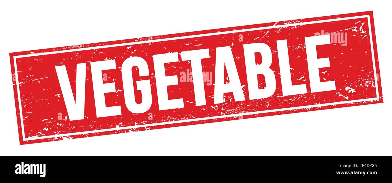 VEGETABLE text on red grungy rectangle stamp sign Stock Photo - Alamy