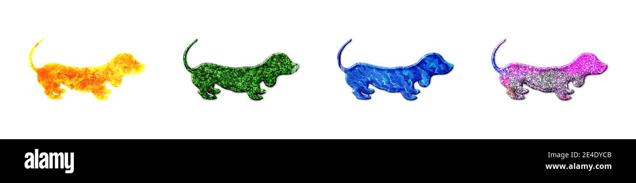 3d illustration of dogs colorful glitter Stock Photo - Alamy