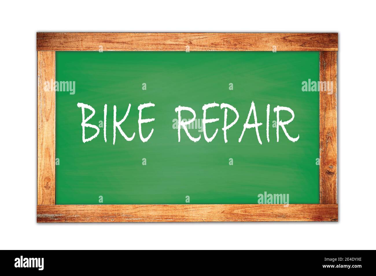 BIKE REPAIR text written on green wooden frame school blackboard Stock ...
