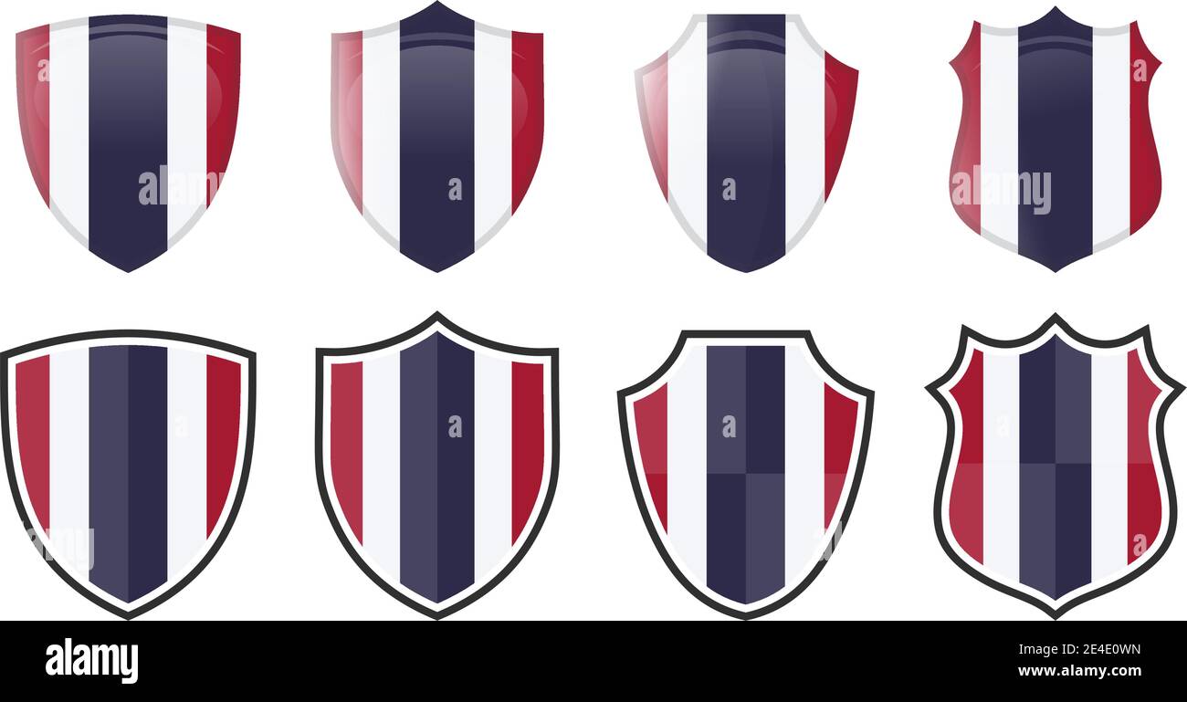 Vertical Thailand flag in shield shape, four 3d and simple versions ...