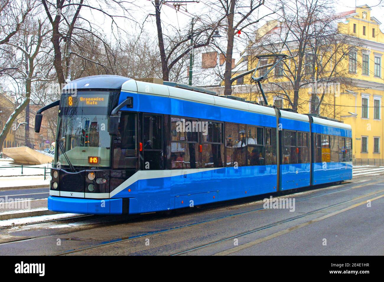 Modern tram in Krakow, Poland Stock Photo - Alamy
