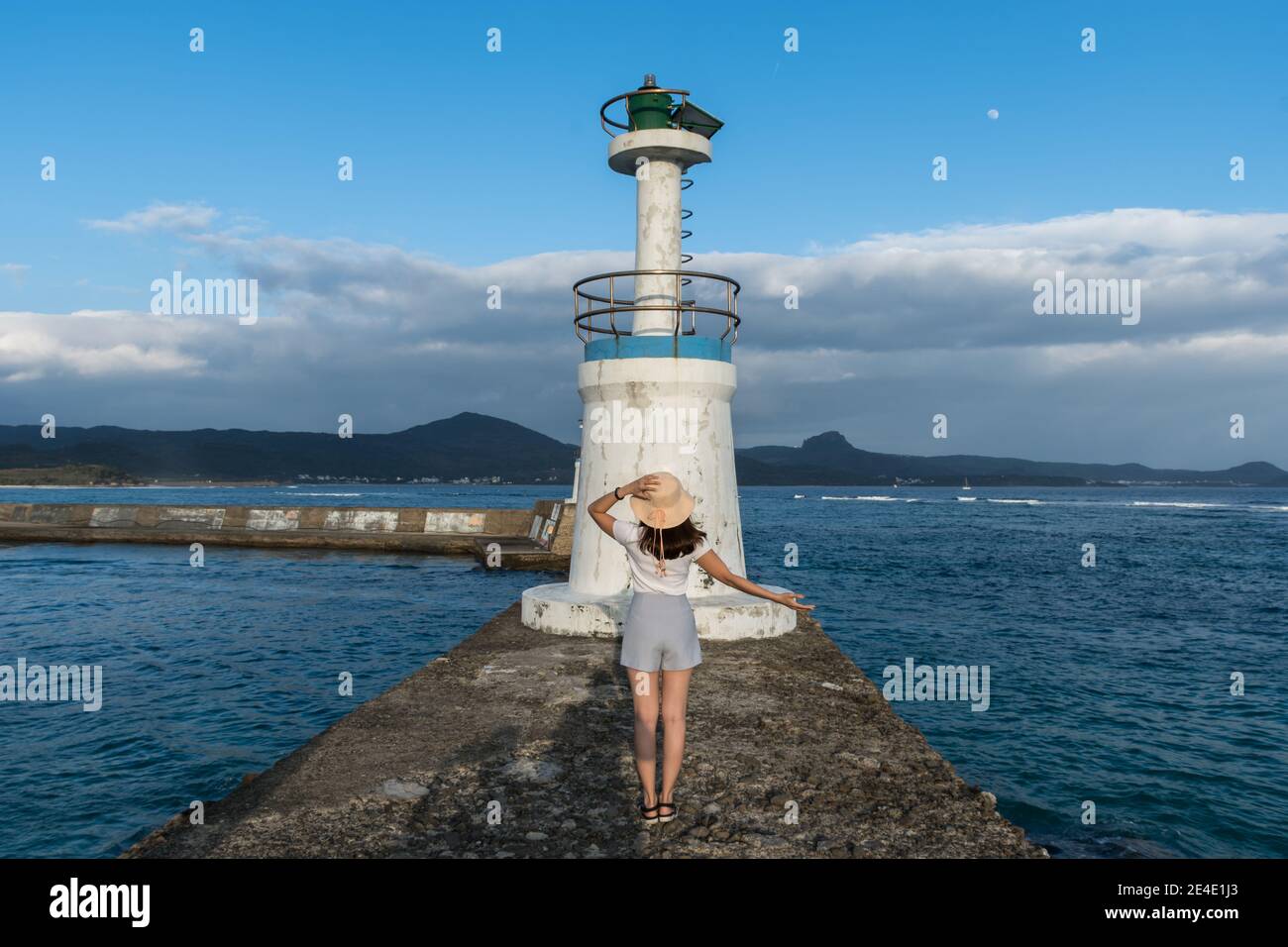 Landscape View of A Beautiful White Lighthouse at The Most South Coast ...
